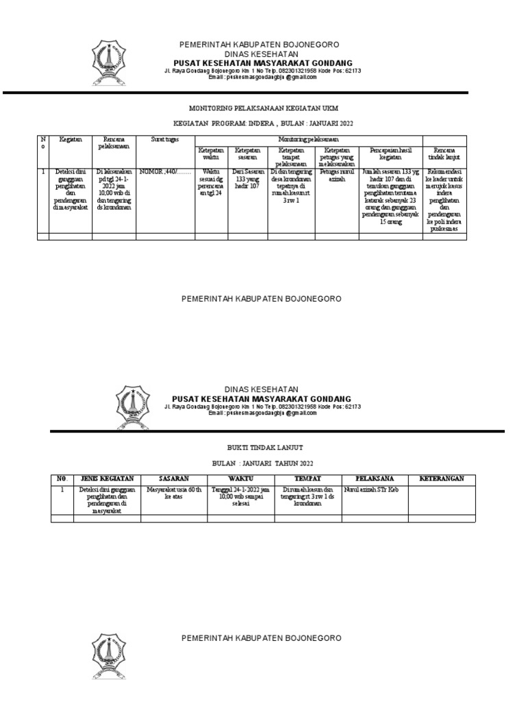 MONITORING PELAKSANAAN PROGRAM KESEHATAN INDERA DI PUSKESMAS GONDANG | PDF