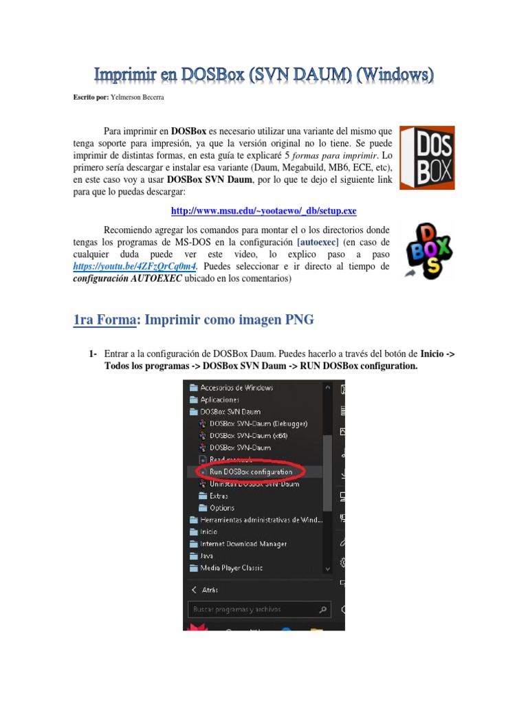 5 Formas para Imprimir en DOSBox | PDF | Archivo de computadora | Microsoft Windows
