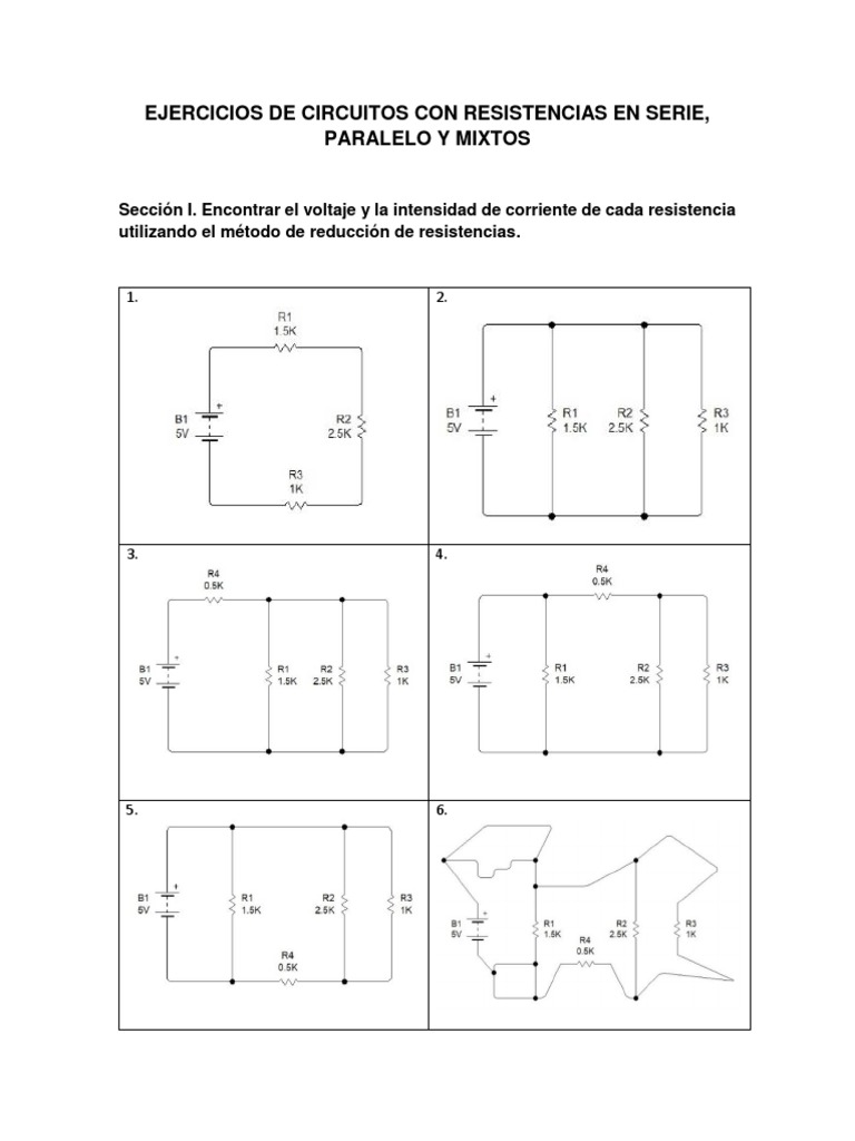 Ejercicios de Circuitos Serie-Paralelo-Mixtos Con Respuestas | PDF | Resistencia Eléctrica y ...