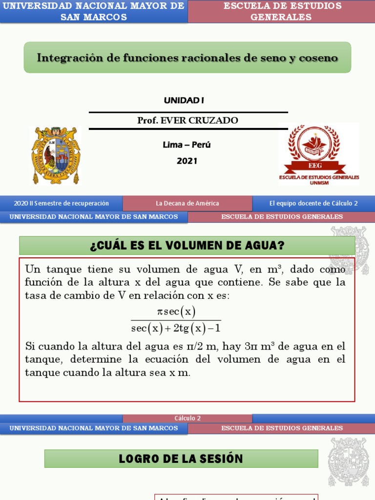 PPT4 - Integr de Func Racionales de Seno y Coseno | PDF | Funciones ...