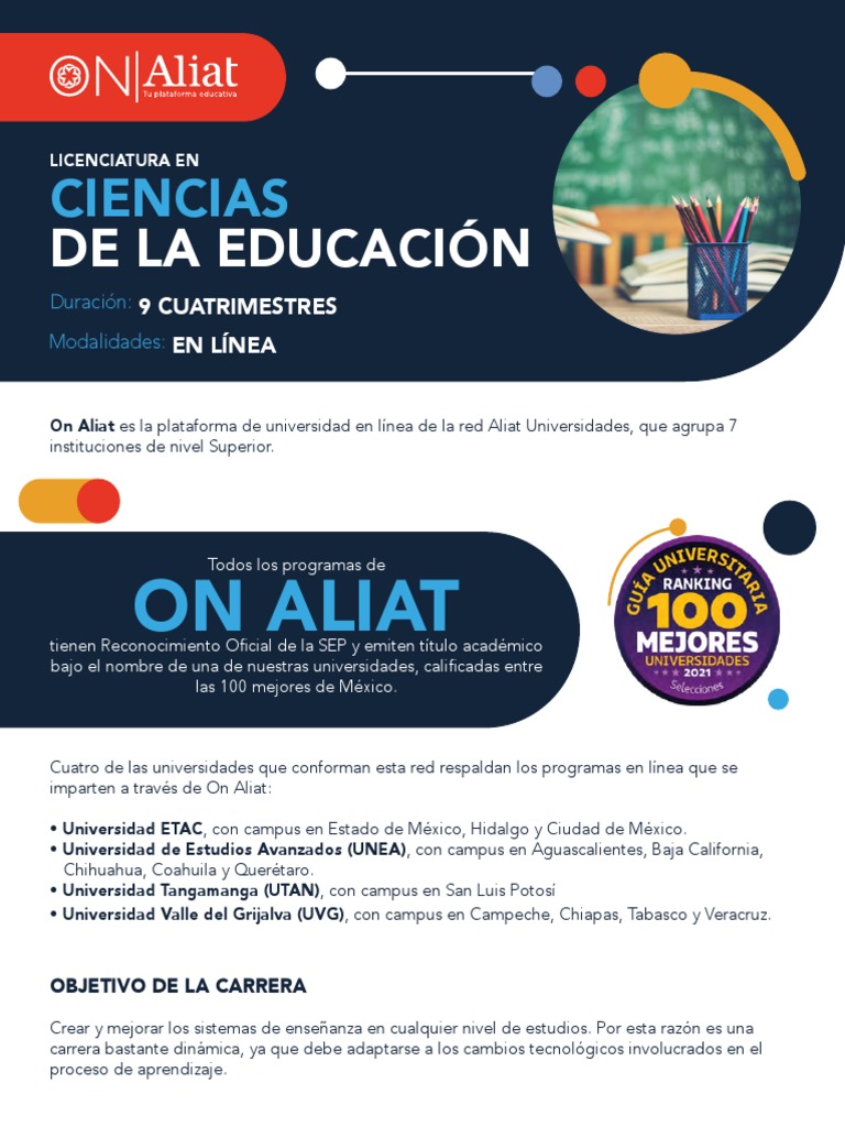 Plan Web - Lic Ciencias de La Educacion - ONALIAT | PDF | Plan de estudios | Aprendizaje