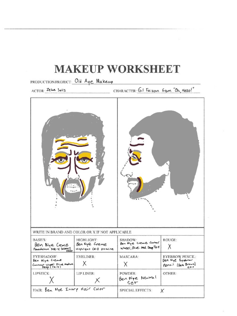 Makeup Worksheet | PDF