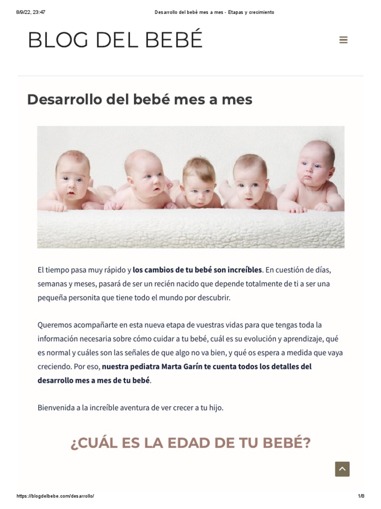 Desarrollo Del Bebé Mes A Mes - Etapas y Crecimiento | PDF | Ciencia ...
