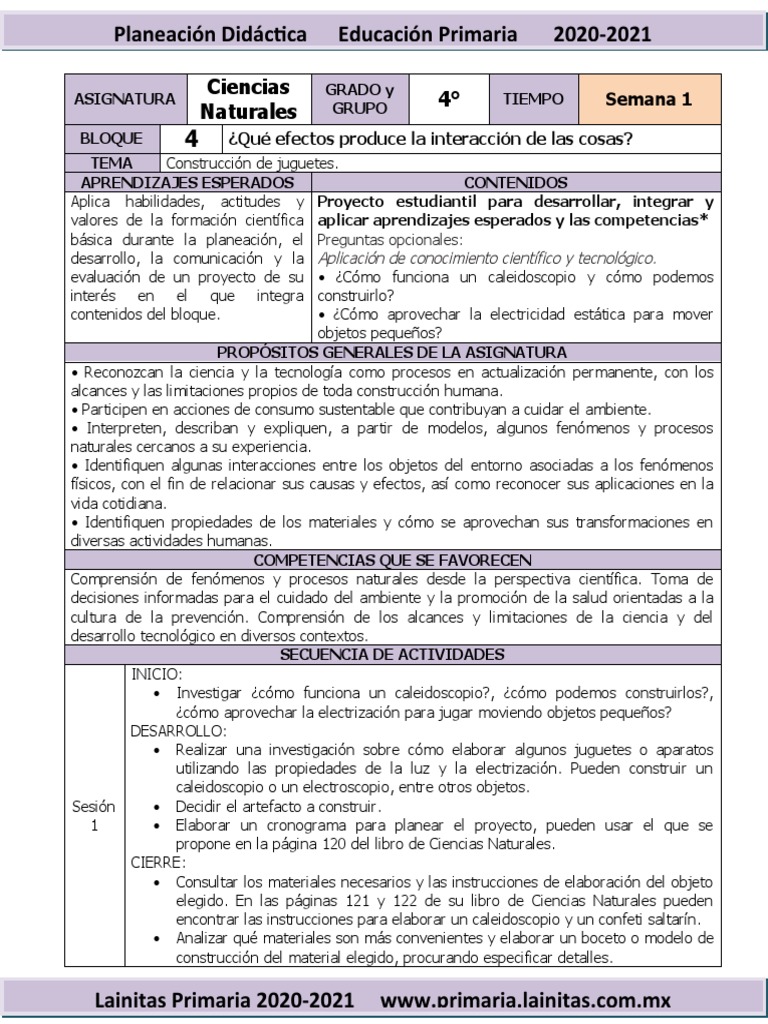 Mayo - 4to Grado Ciencias Naturales (2020-2021) | PDF | Educación ...