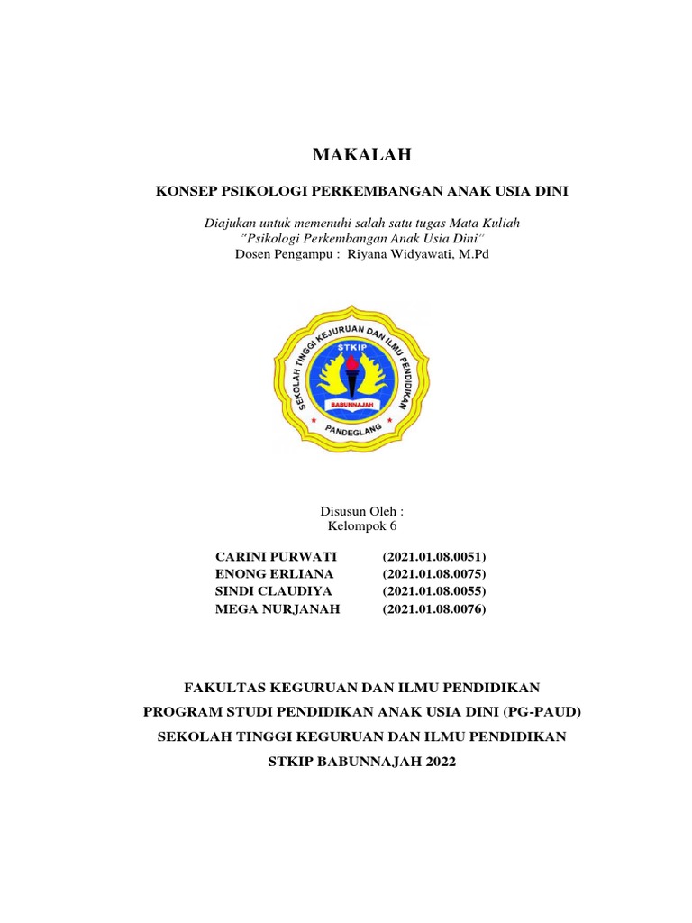 Psikologi Perkembangan Anak Usia Dini | PDF Psikologi Perkembangan Anak Usia Dini | PDF