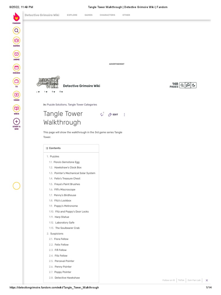 Tangle Tower Walkthrough - Detective Grimoire | PDF | Strategy Guide ...
