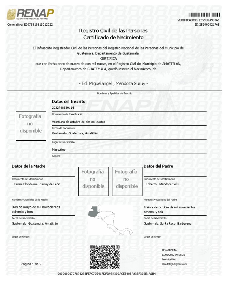 CertificadoElectrónico 2032798830114 | PDF | Guatemala | Gobierno