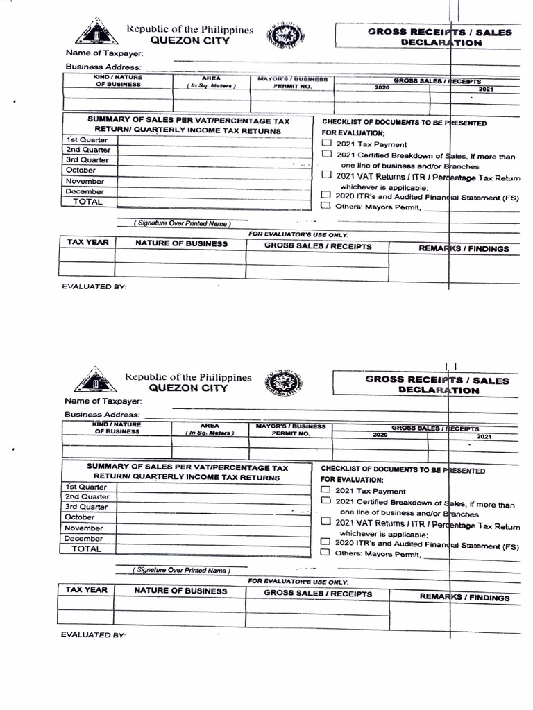 2022 GrossReceipts - SalesDeclarationForm | PDF | Receipt | Economies
