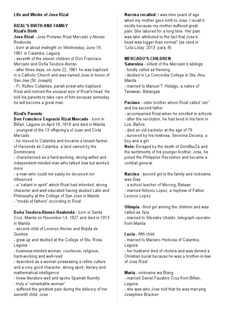 Life and Works of Rizal Midterm Reviewer | PDF