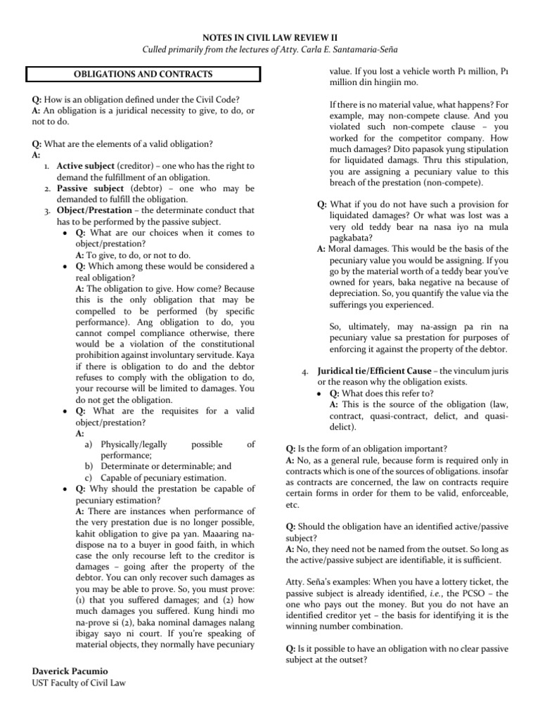 Civil Law Review 2 Notes (Atty. Carla E. Santamaria-Sena) | PDF ...