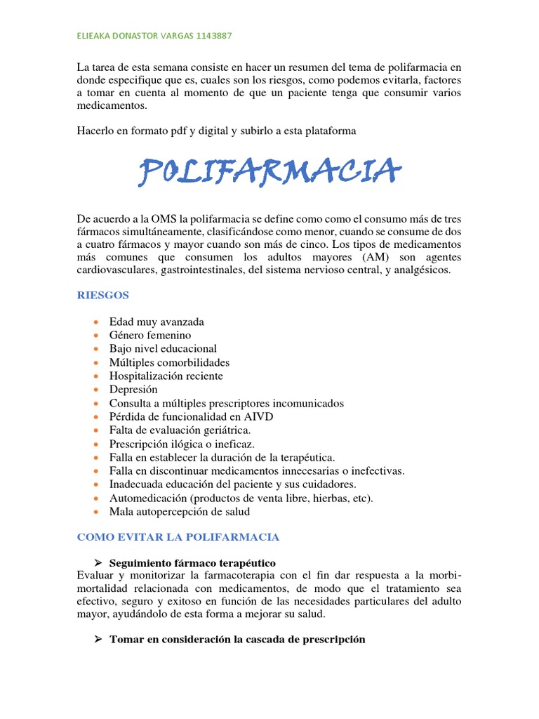 POLIFARMACIA | PDF | Medicamentos con receta | Farmacología