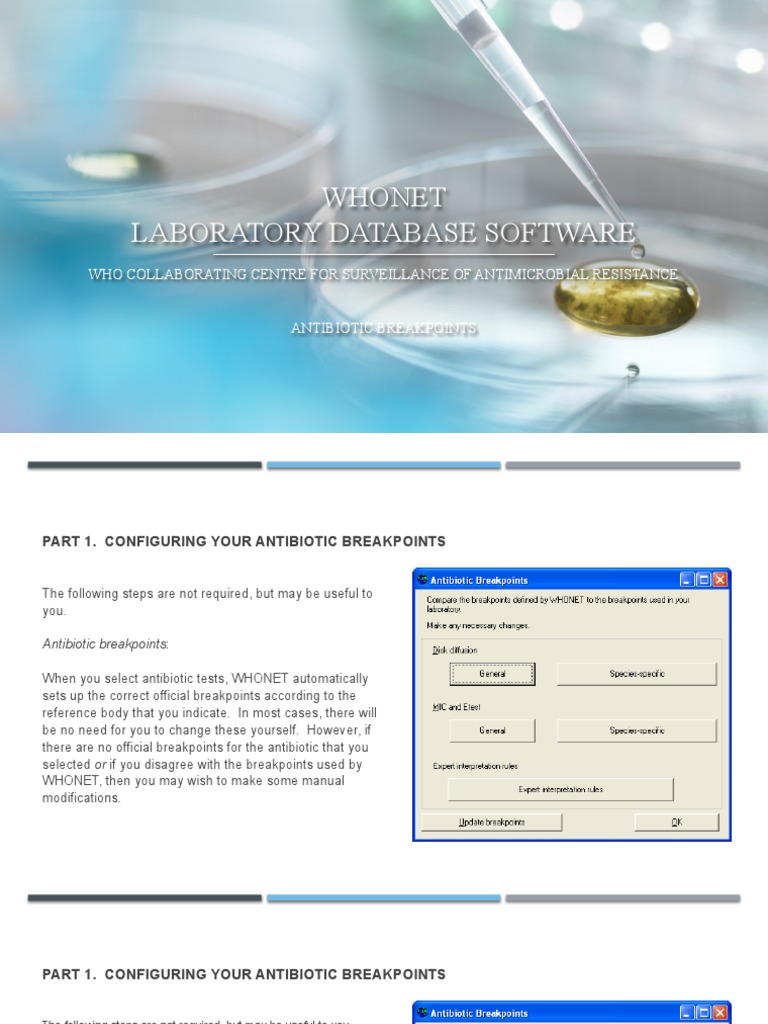 WHONET.5-Laboratory Configuration Antibiotic Breakpoint | PDF | Medical Specialties | Microbiology