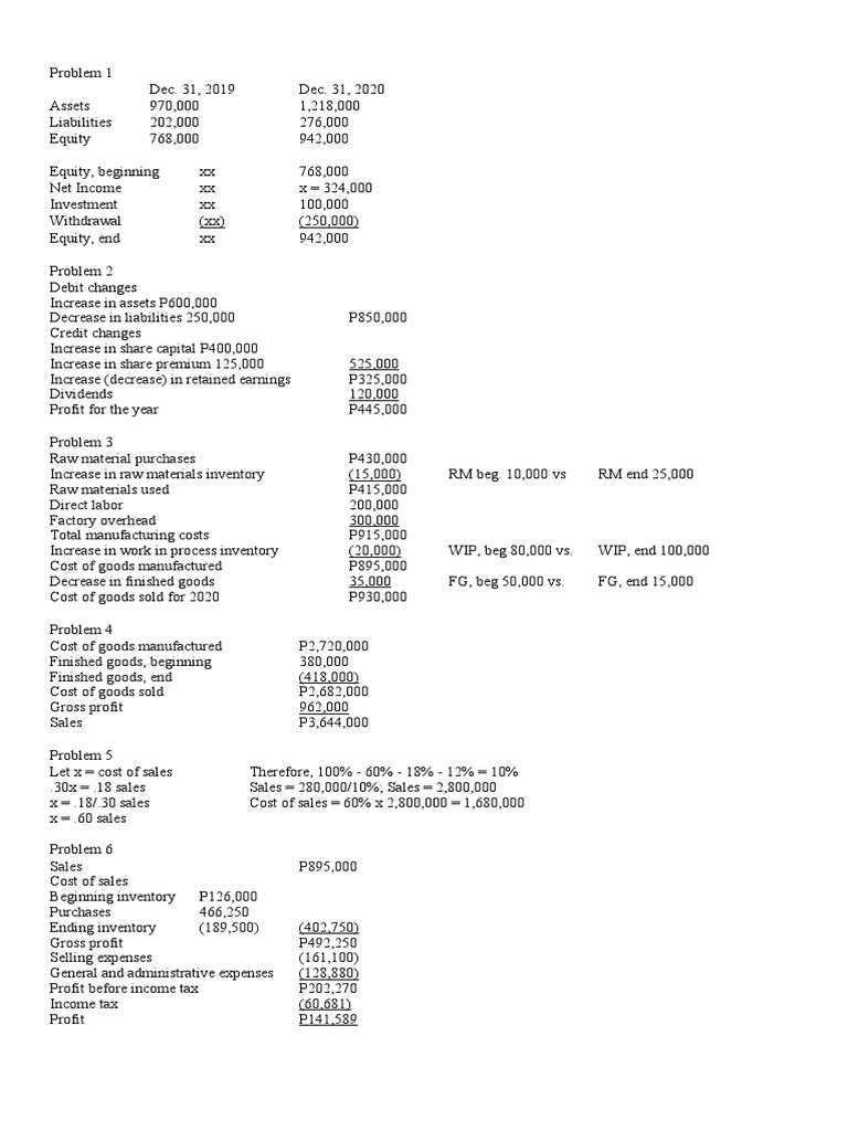 Income Statement and OCI - Exercises - Answer | PDF | Income | Expense