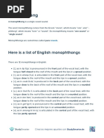 Monophthongs With Examples | PDF | Vowel | English Language