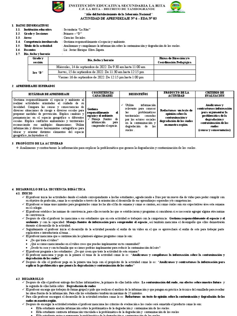Actividad de Aprendizaje 6 | PDF | Suelo | Riego Actividad de Aprendizaje 6 | PDF | Suelo | Riego