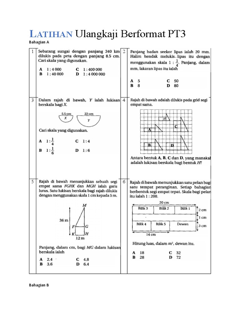 Latihan Ulangkaji Berformat PT3-lukisan Berskala | PDF