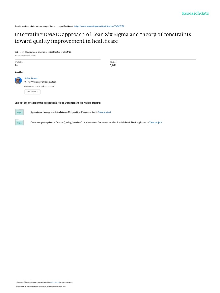 Integrating DMAICapproachof Lean Six ...
