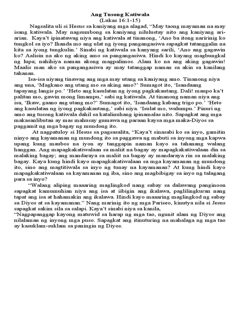 Ang Tusong Katiwala | PDF