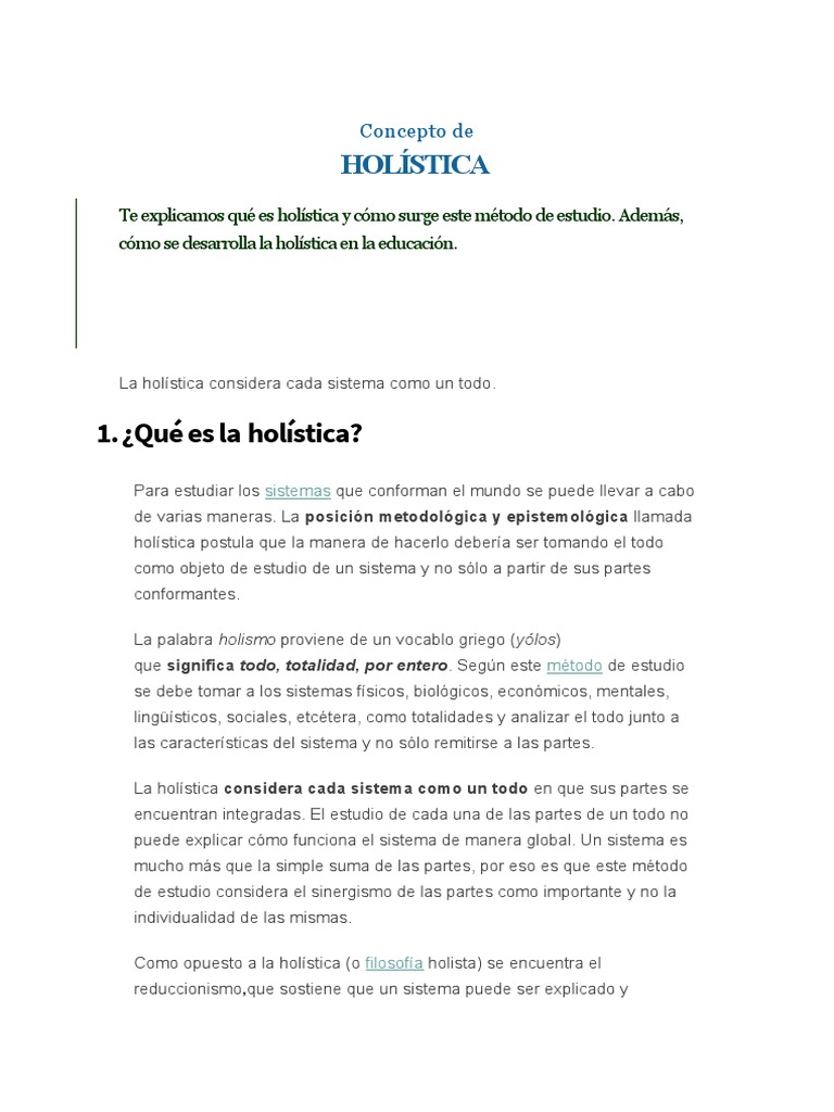 El Holismo | PDF | Holismo | Ciencia cognitiva
