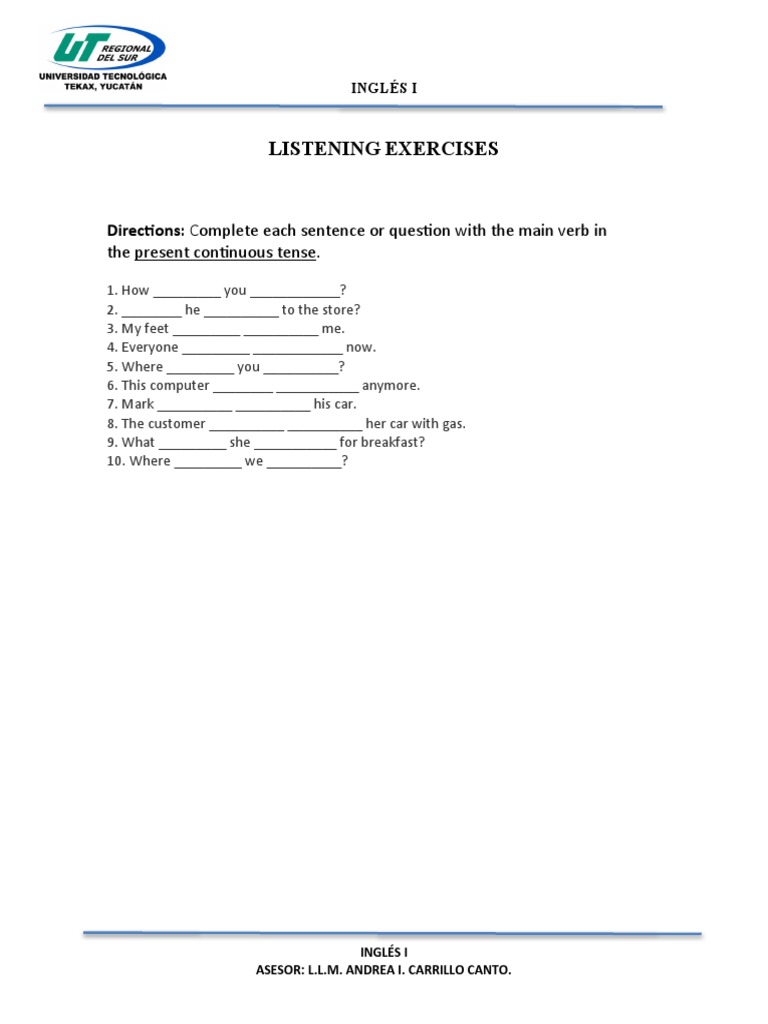 Listening Exercises. III Uni. | PDF
