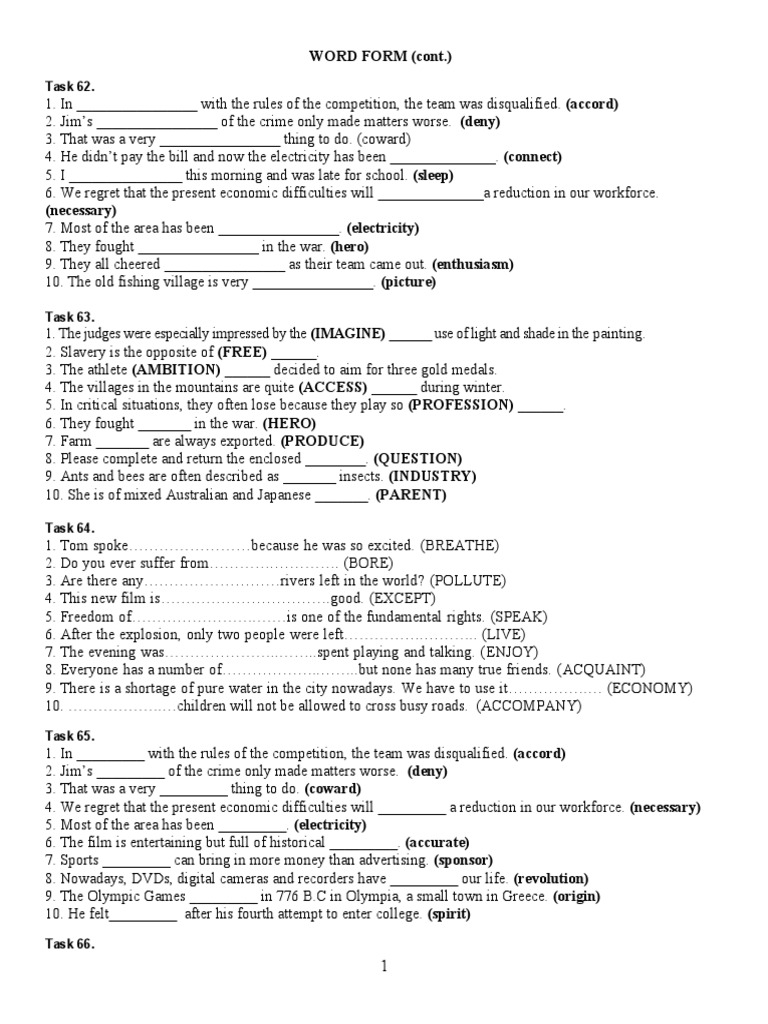 Yanie Chon Word Form Exercises | PDF
