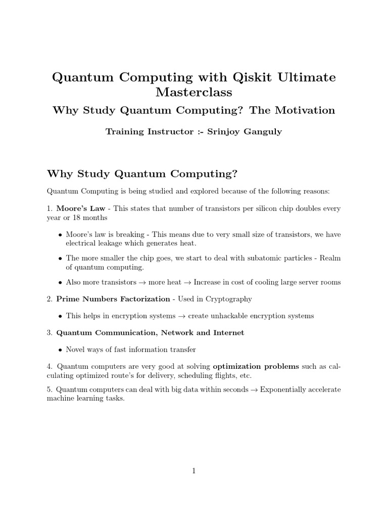 Why Study Quantum Computing (Latex) | PDF