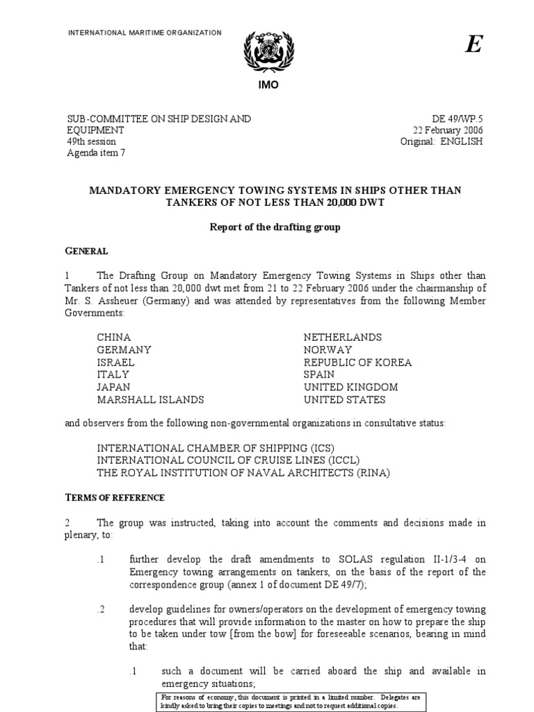 Emergency Towing Systems for Ships | PDF | Oil Tanker | Ships