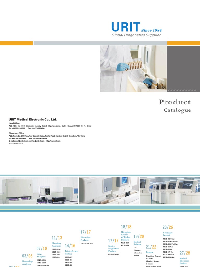 Since 1984: URIT Medical Product Catalogue | PDF | Flow Cytometry