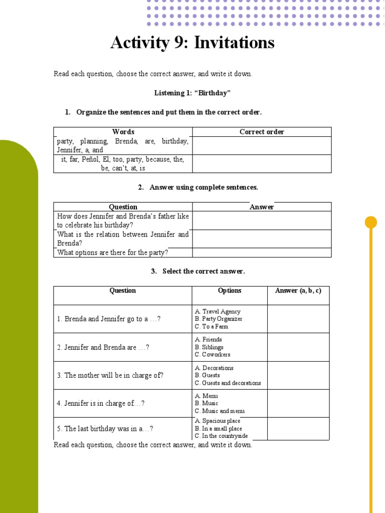 Activity 9 - Invitations - Act | PDF | Language Arts & Discipline