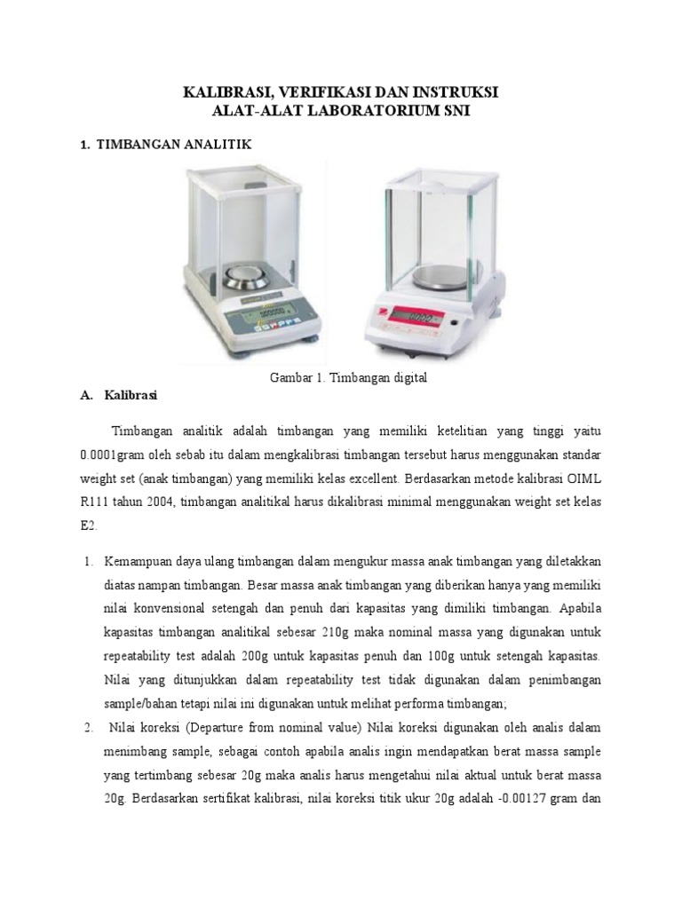 Kalibrasi dan Verifikasi Timbangan Analitik | PDF