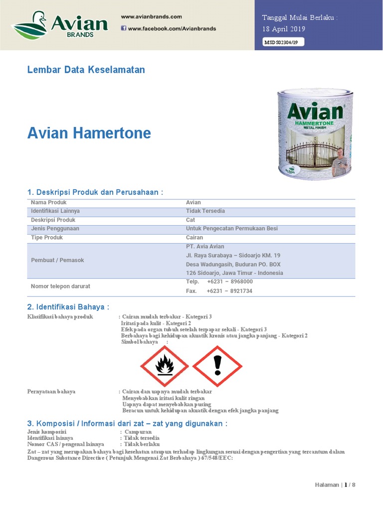 MSDS Avian | PDF