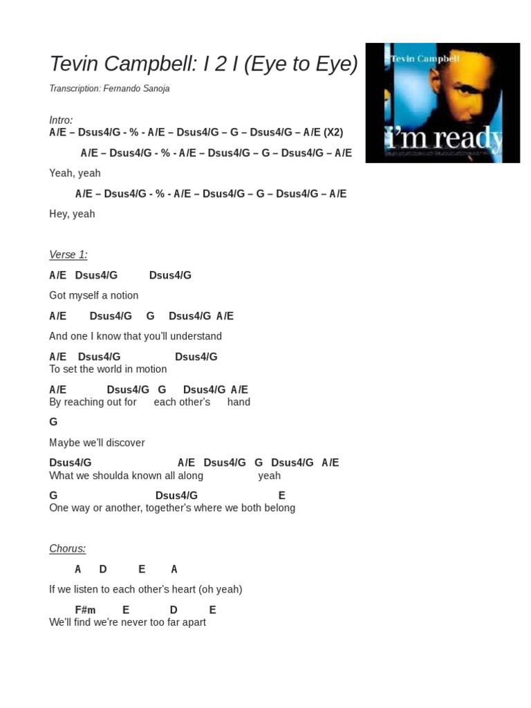 Tevin Campbell: I 2 I Lyrics & Chords | PDF | Song Structure | Songs
