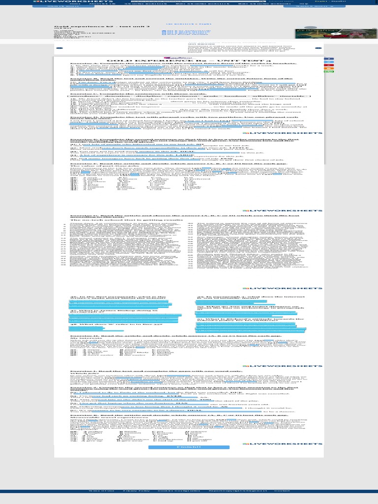 Gold Experience b2 - Test Unit 3 Worksheet | PDF | Software | Computing