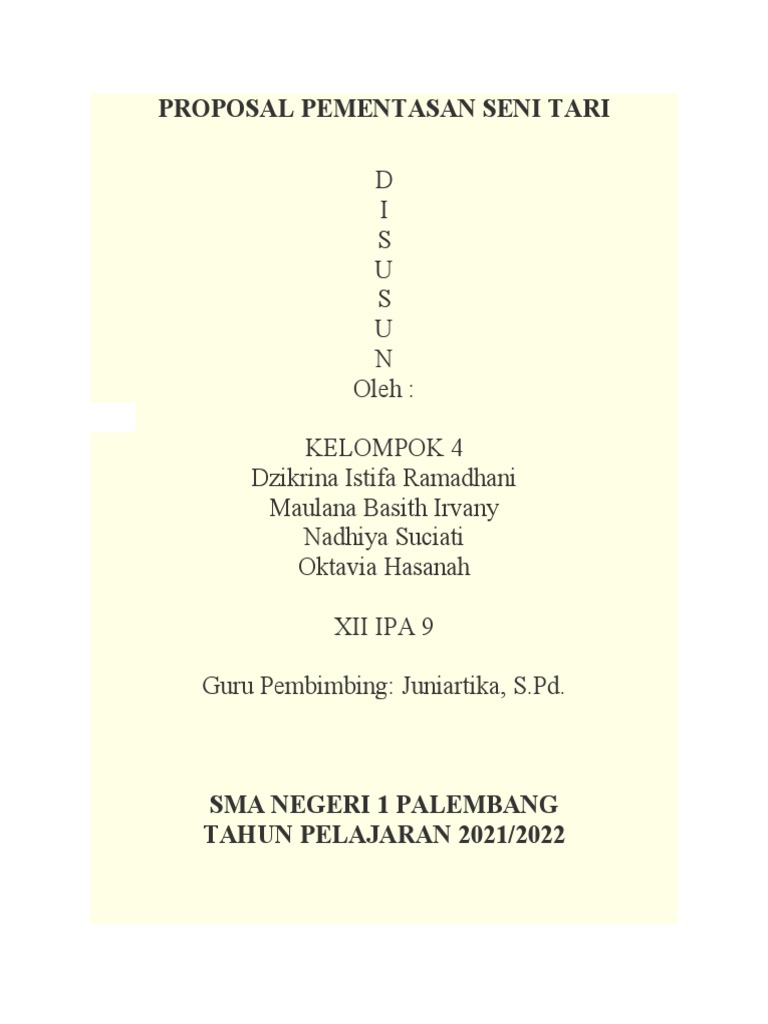 Proposal Pementasan Seni Tari | PDF | Karier & Perkembangan