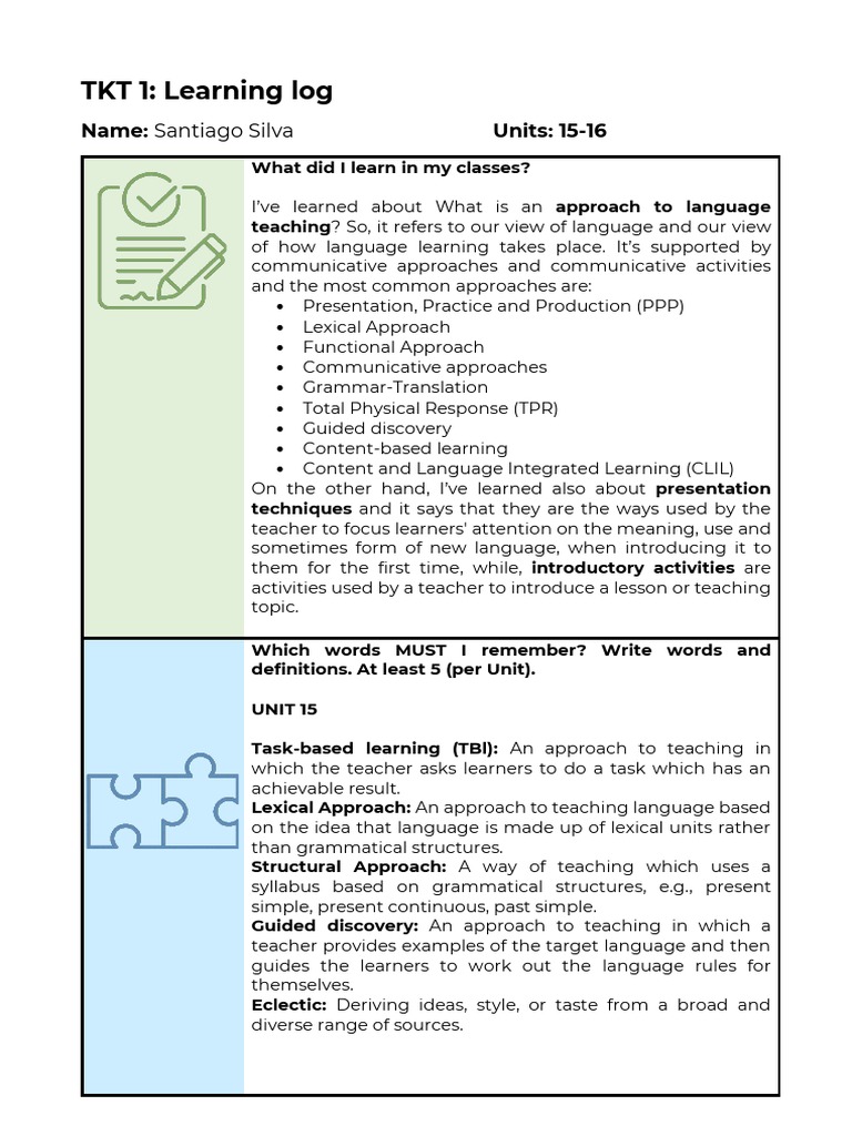 Learning Log 15 - 16 (Silva Santiago) | PDF | Learning | Behavior ...