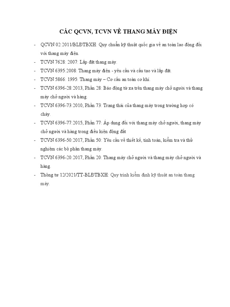QCVN, TCVN Thang Máy | PDF