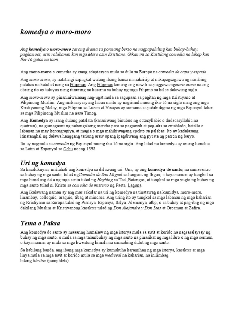 Komedya o Moro-Moro | PDF