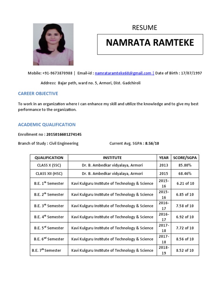 Namrata New Resume | PDF | Economic Sectors | Science