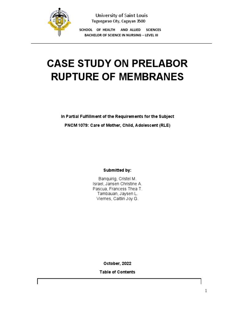 Prelabor Rupture of Membranes | PDF | Childbirth | Medical Specialties