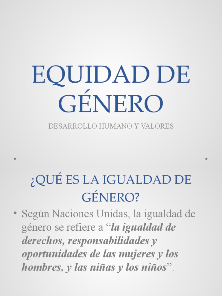 Equidad de Género | PDF | Estudios de género | Igualdad de género