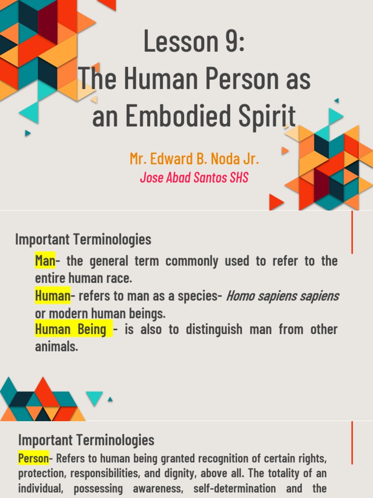 Lesson 9 - The Human Person As An Embodied Spirit - Hand Outs | PDF ...