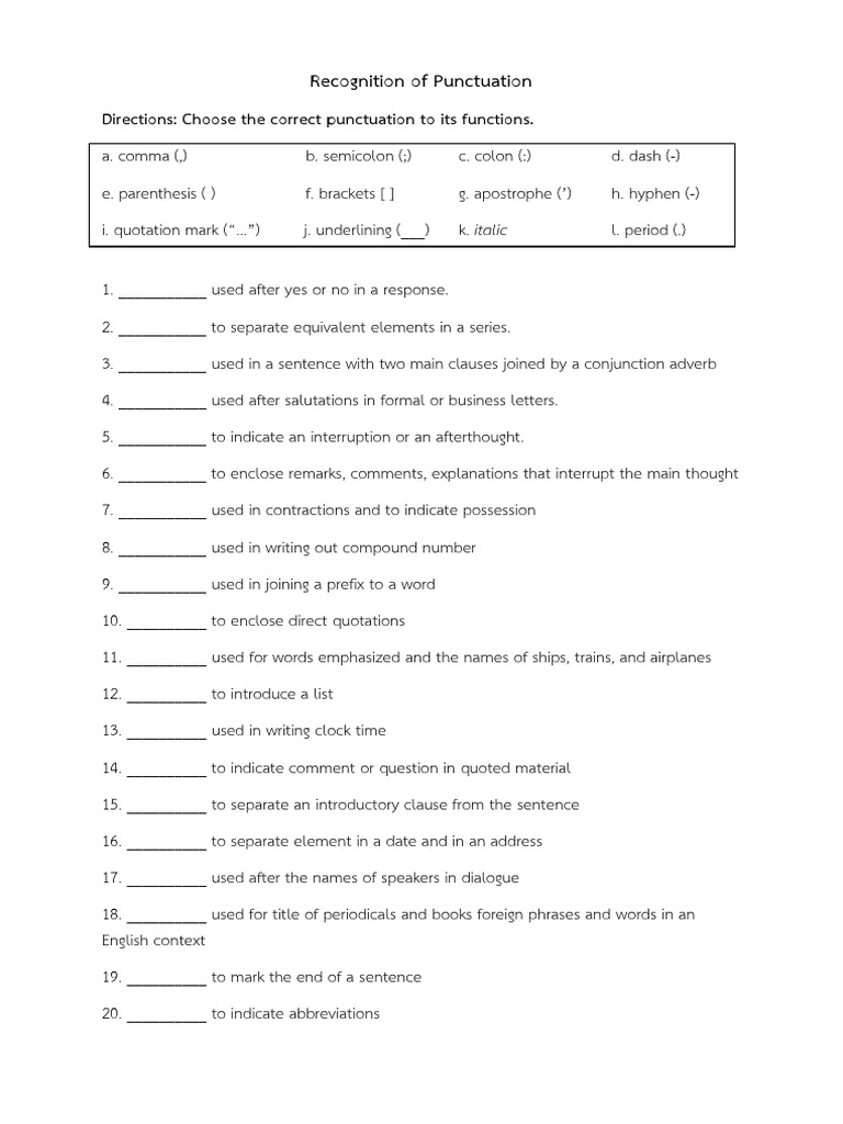 Supplementary Punctuation | PDF | Teaching Methods & Materials