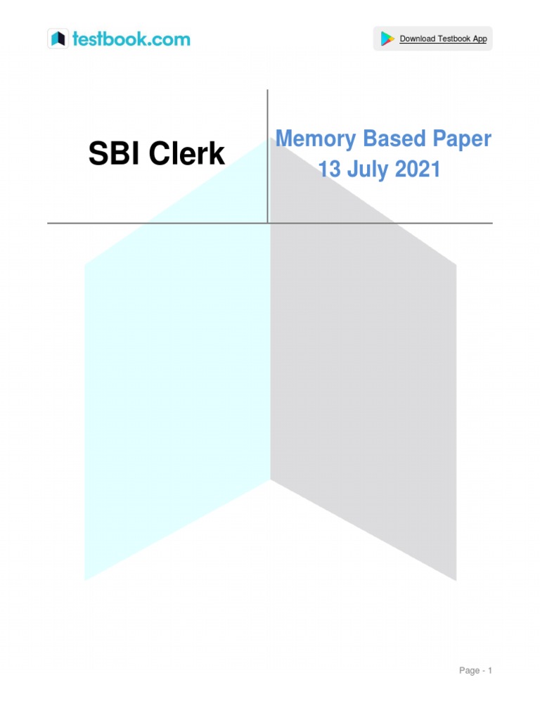 Memory Based Paper Sbi Clerk 13th July 1 8ce0eee1 | PDF | Mental Disorder | Anxiety