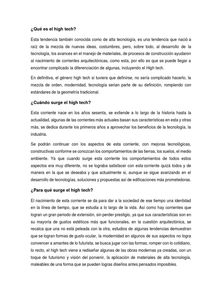 Definición y características del High Tech | PDF | Arquitectura ...