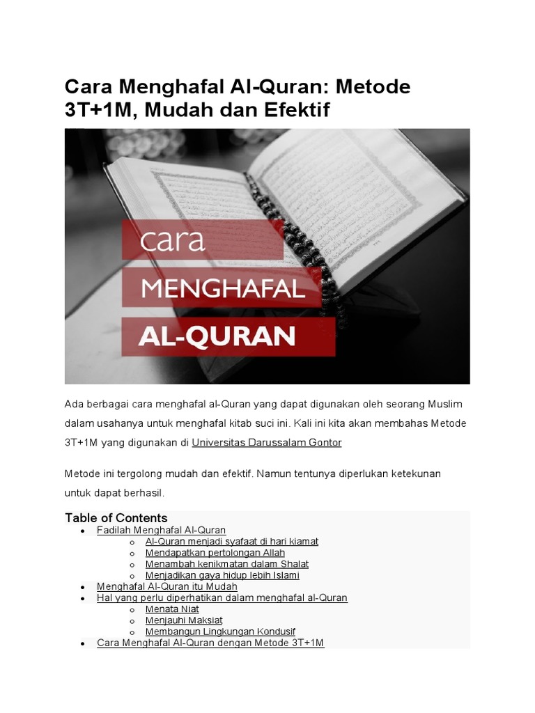 Cara Menghafal Al Quran | PDF