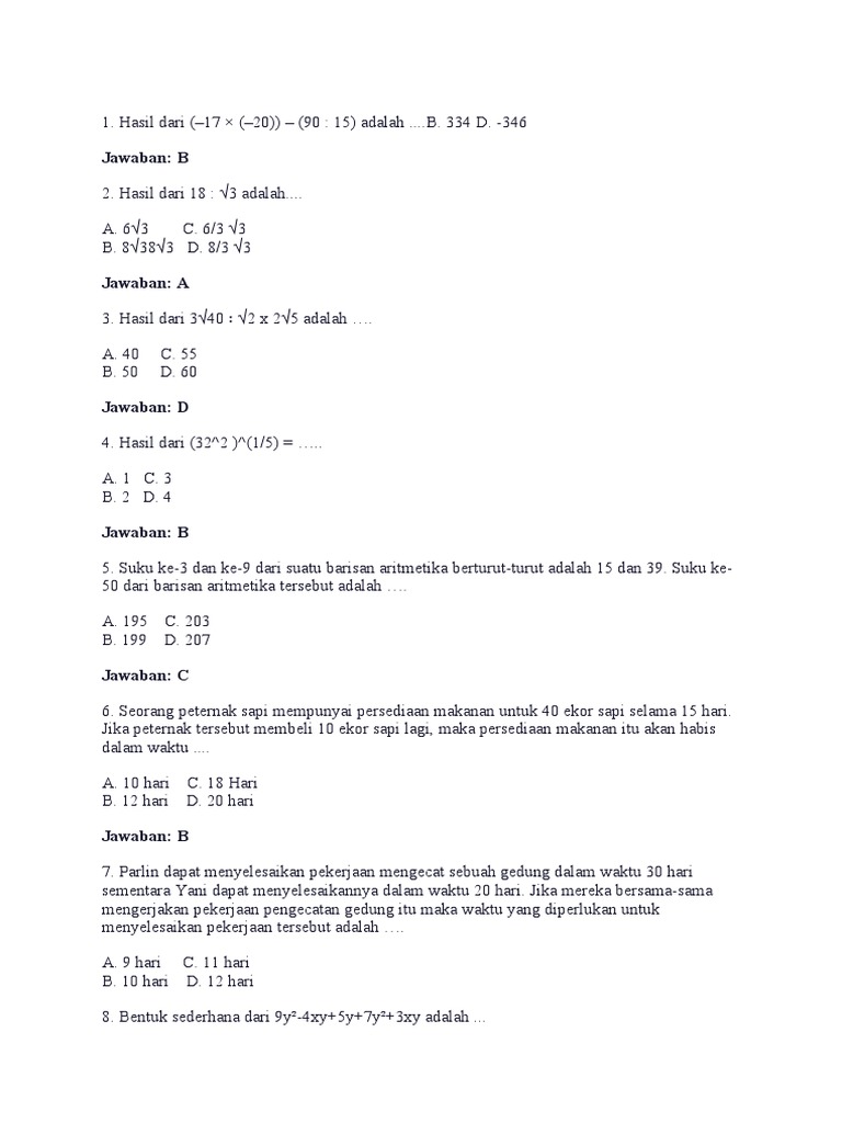 40 Soal Olimpiade MTK 2022 | PDF