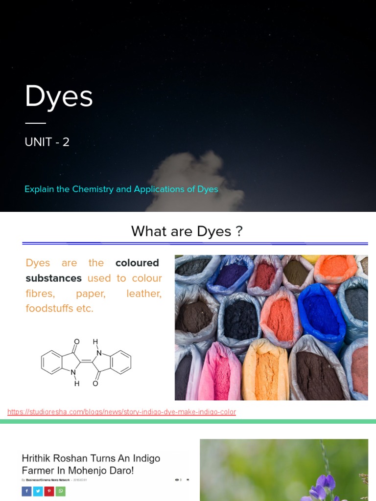 Chemistry and Applications of Dyes: Classification, Theories of Color ...