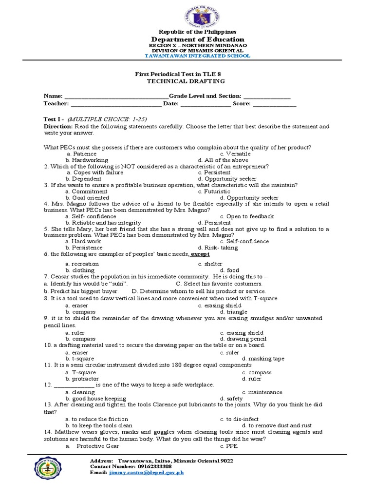 1st Quarter Exam Tle 8 | PDF | Tools