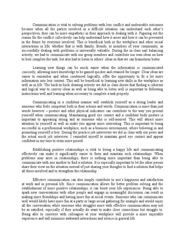 Communication Reflection | PDF | Job Interview | Communication