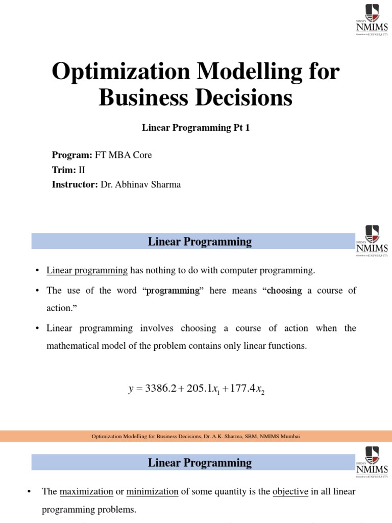 Linear Programming Pt 1 Pdf Linear Programming Mathematical Optimization